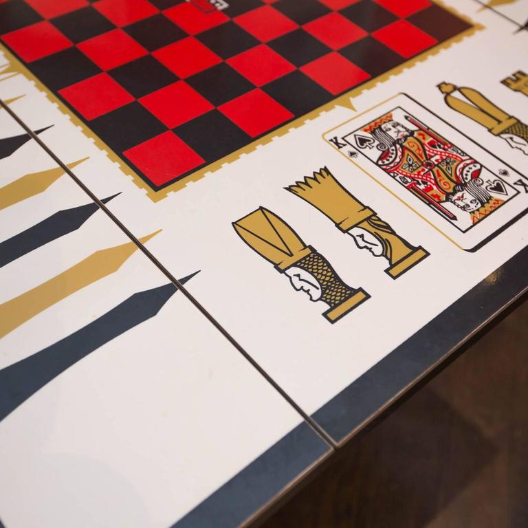 Mid-Century Chess Backgammon Game Table or Coffee Table at 1stDibs