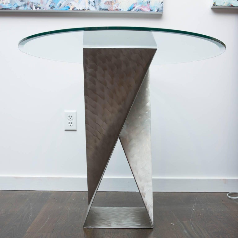 Modern Engine Turned Stainless Steel Center Table at 1stDibs