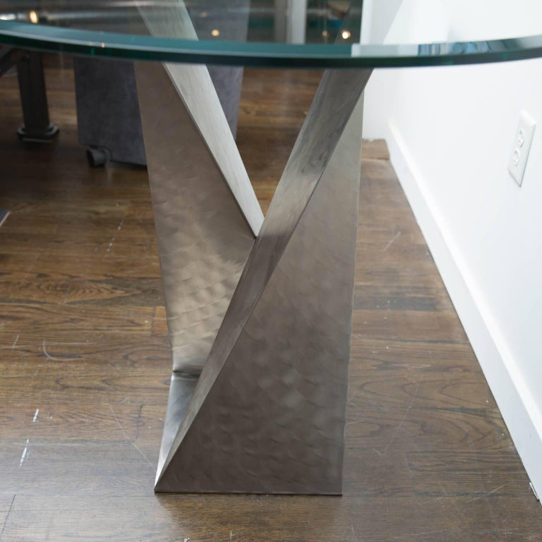 Modern Engine Turned Stainless Steel Center Table at 1stDibs