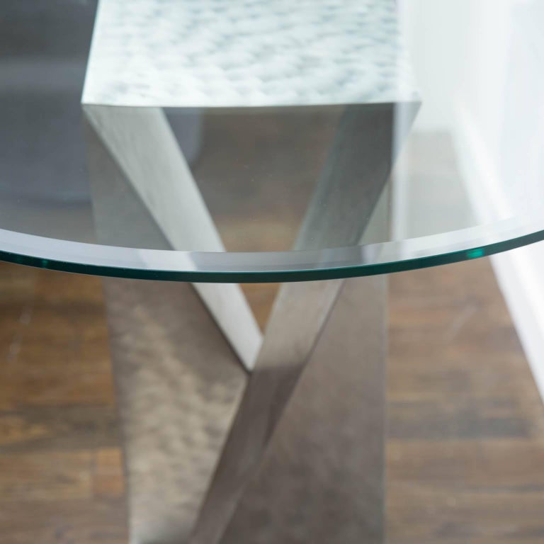 Modern Engine Turned Stainless Steel Center Table at 1stDibs