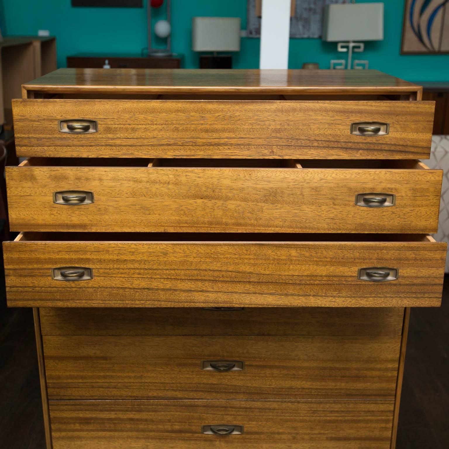Mid-Century Drexel Composite Walnut High Chest at 1stDibs