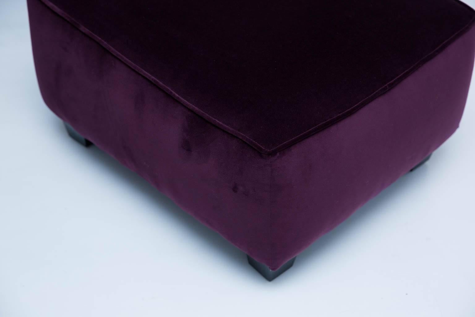 Pair of Purple Velvet Ottomans at 1stDibs