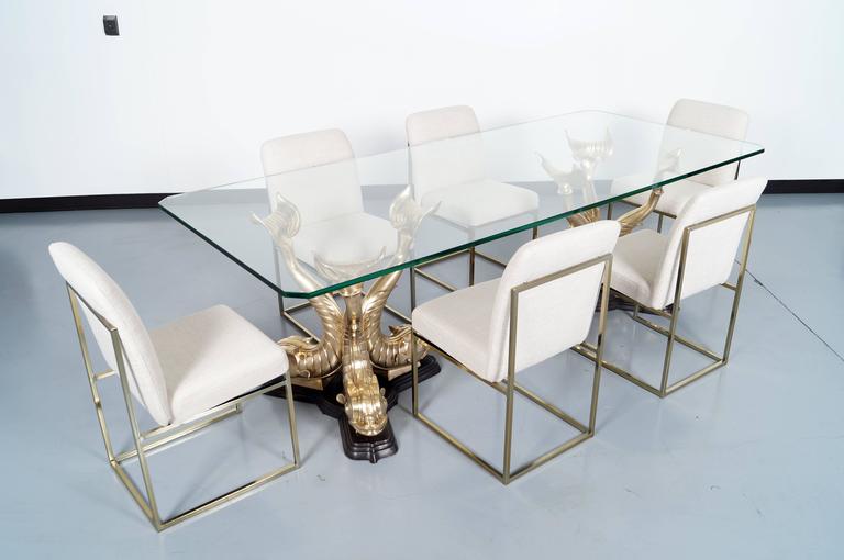 Monumental Vintage Italian Bronze Koi Fish Dining Table at 1stDibs