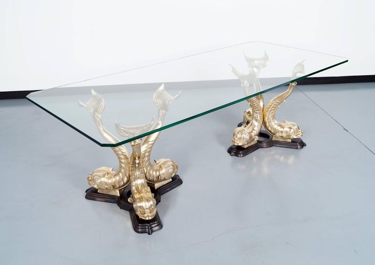 Monumental Vintage Italian Bronze Koi Fish Dining Table at 1stDibs