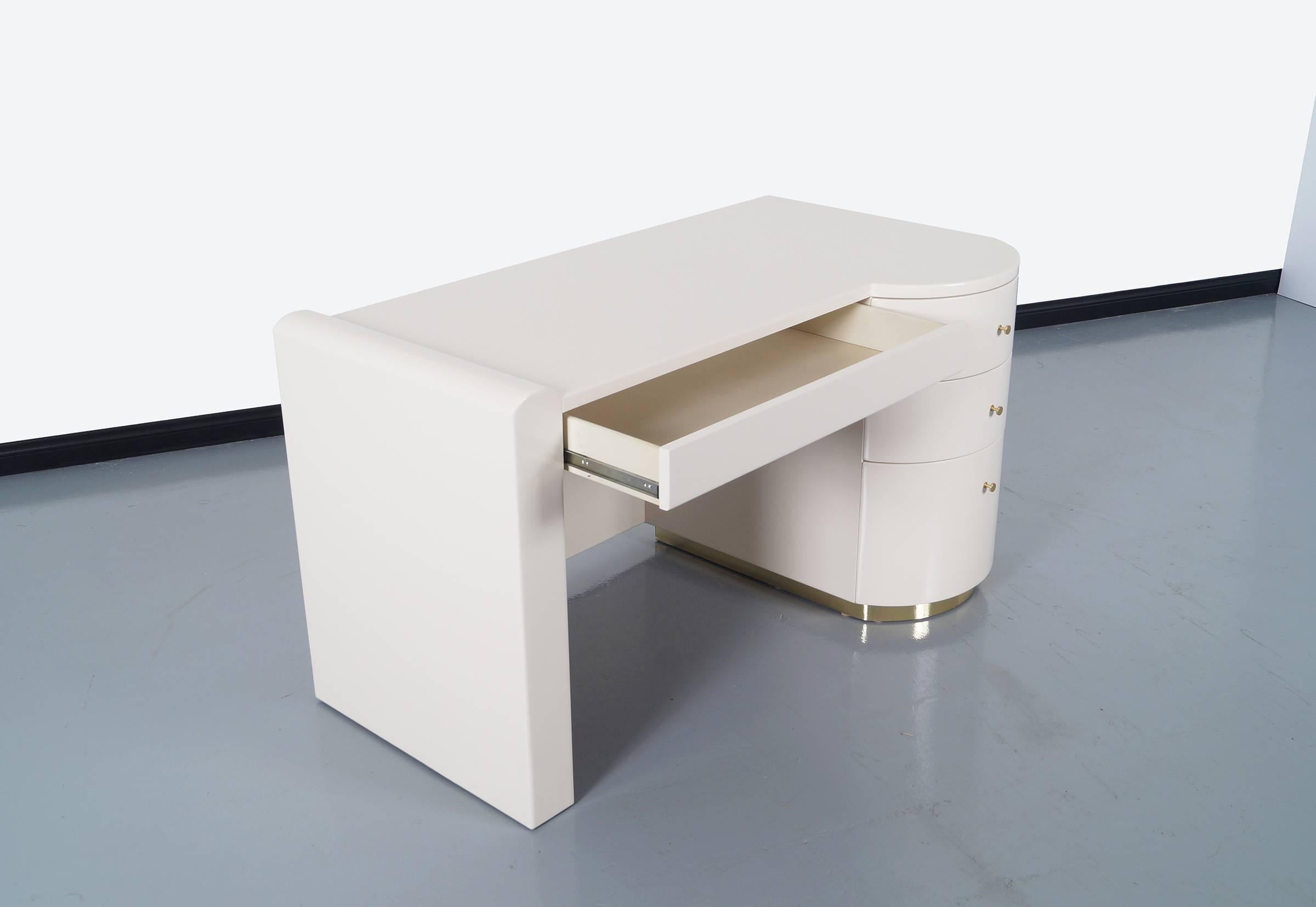 Vintage Polished Lacquered Desk at 1stDibs