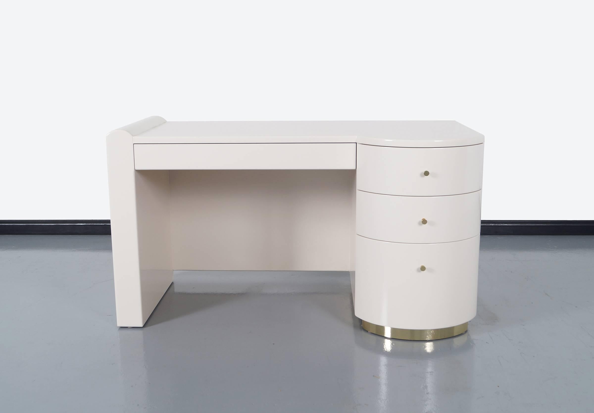 Vintage Polished Lacquered Desk at 1stDibs