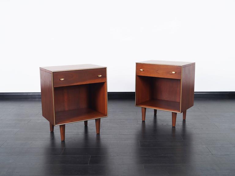 Mid-Century Walnut Nightstands by R-Way at 1stDibs | rway nightstand
