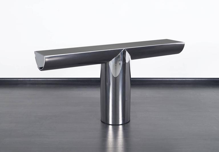 Vintage Stainless Steel "Tee" Console Table by Brueton at 1stDibs