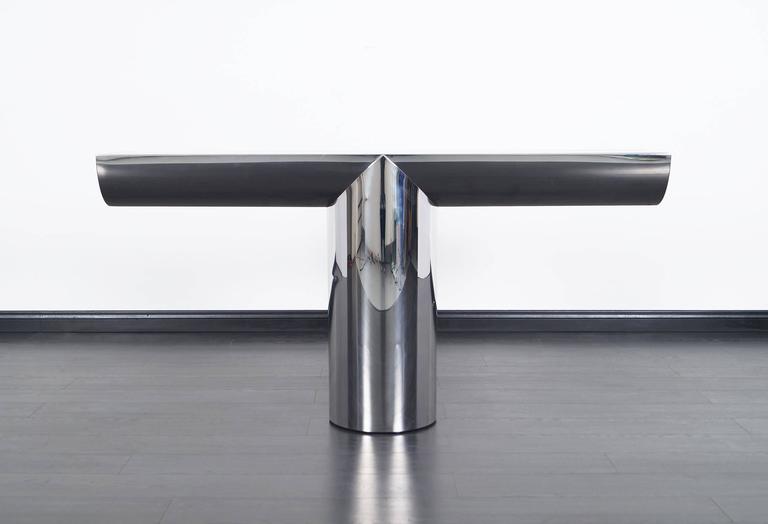 Vintage Stainless Steel "Tee" Console Table by Brueton at 1stDibs