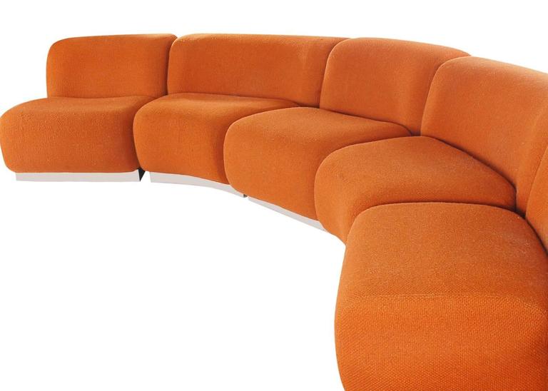 Curved or Circular Mid-Century Modern Modular Sofa with Chrome Base at ...