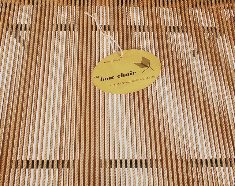 Pair of Mid-Century Modern Allan Gould Cord or String Chairs with Iron ...