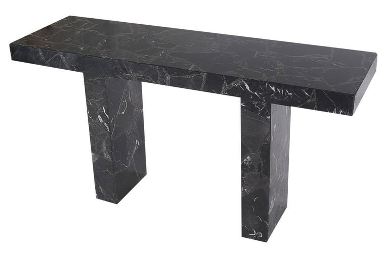 Mid-Century Modern Black Marble Console, Desk or Sofa Table after Karl ...
