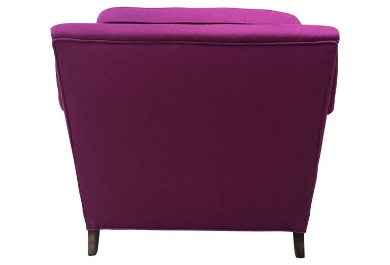 Mid-Century Modern Raspberry Linen Armchair at 1stDibs
