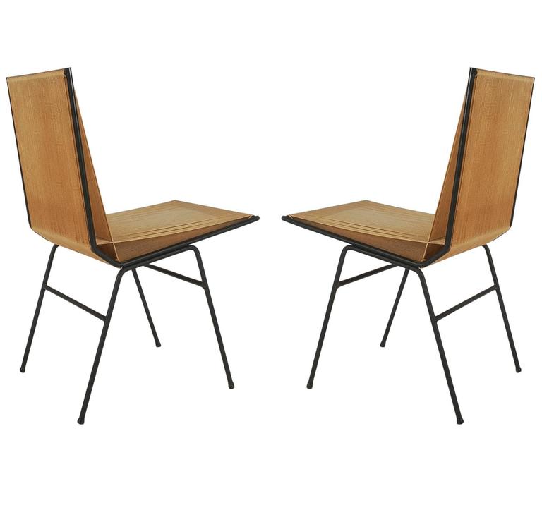 Pair of Mid-Century Modern Allan Gould Cord or String Chairs with Iron ...