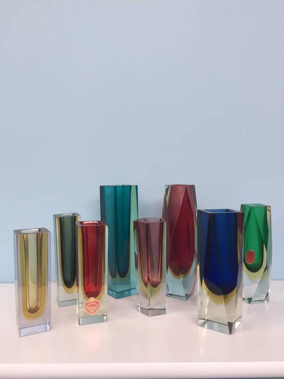 Murano Sommerso Collection of Vases in Mid Century Italian Glass ...