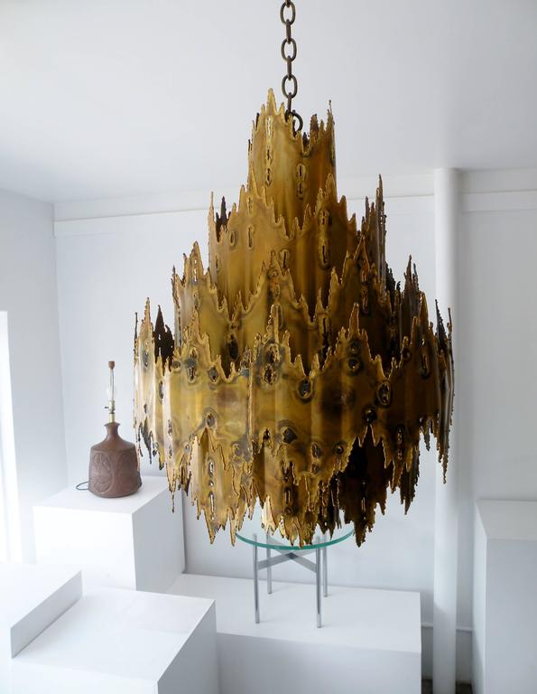Striking Tom Greene Brutalist Torch Cut Chandelier Feldman Lighting at ...