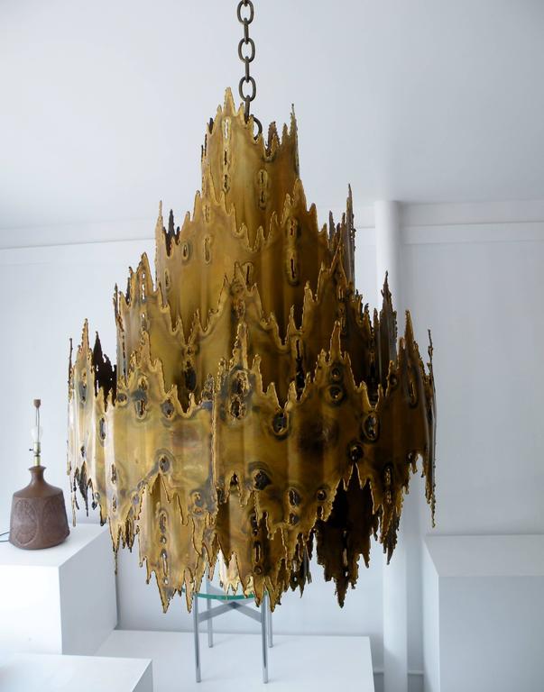 Striking Tom Greene Brutalist Torch Cut Chandelier Feldman Lighting at ...