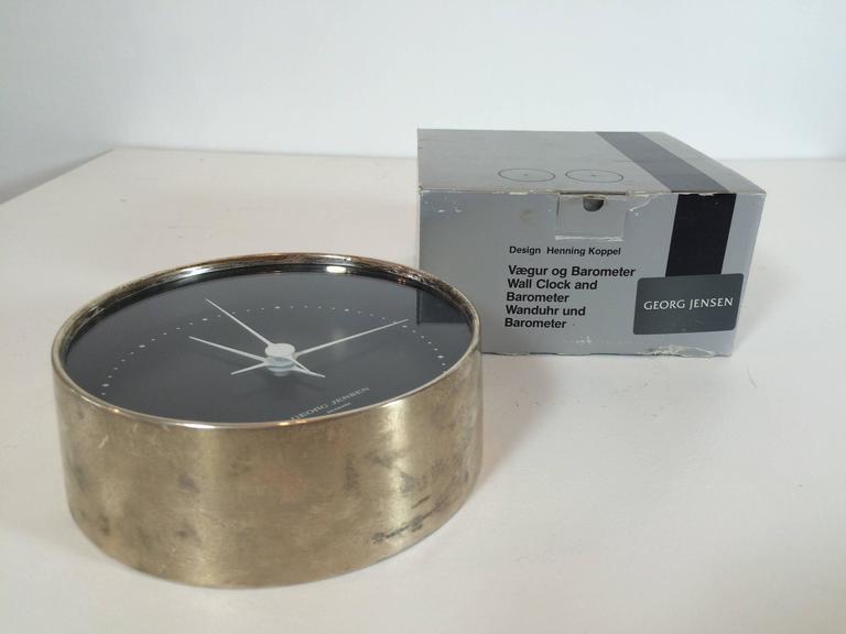 Georg Jensen Sterling Silver Wall Clock Dead Stock in Box For Sale at ...