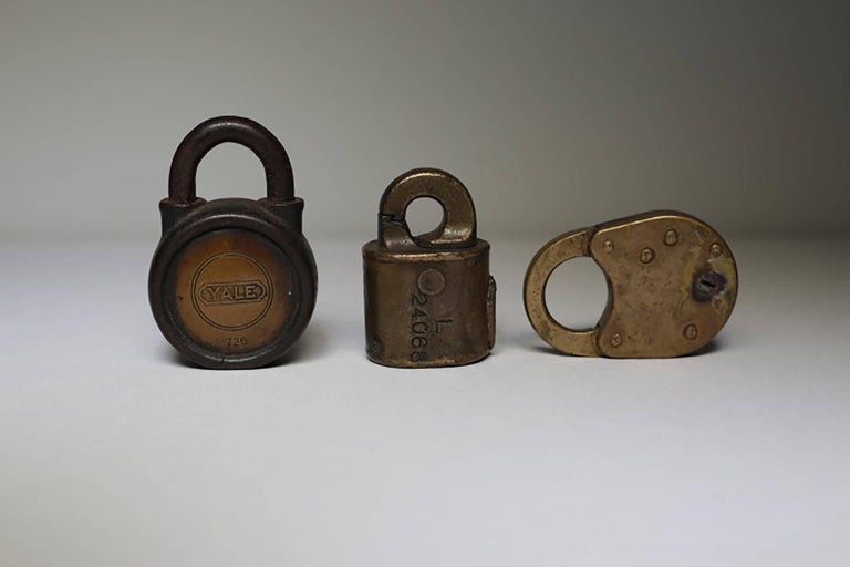 Vintage Bronze and Steel Padlocks, circa 1930-1940s, Set of Three For ...