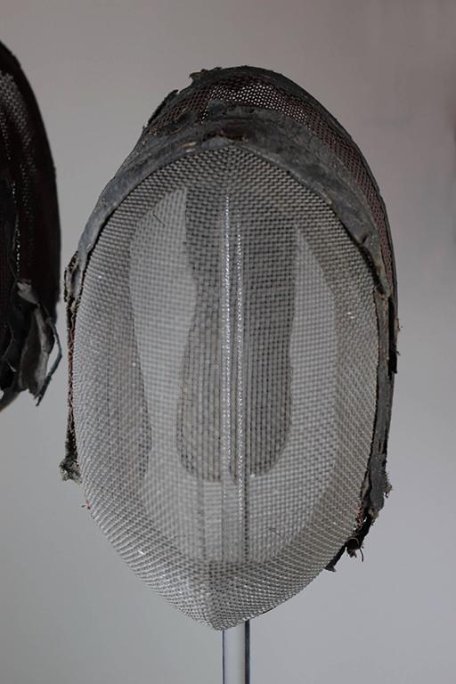 Antique Fencing Mask on Custom Acrylic Stand For Sale at 1stDibs
