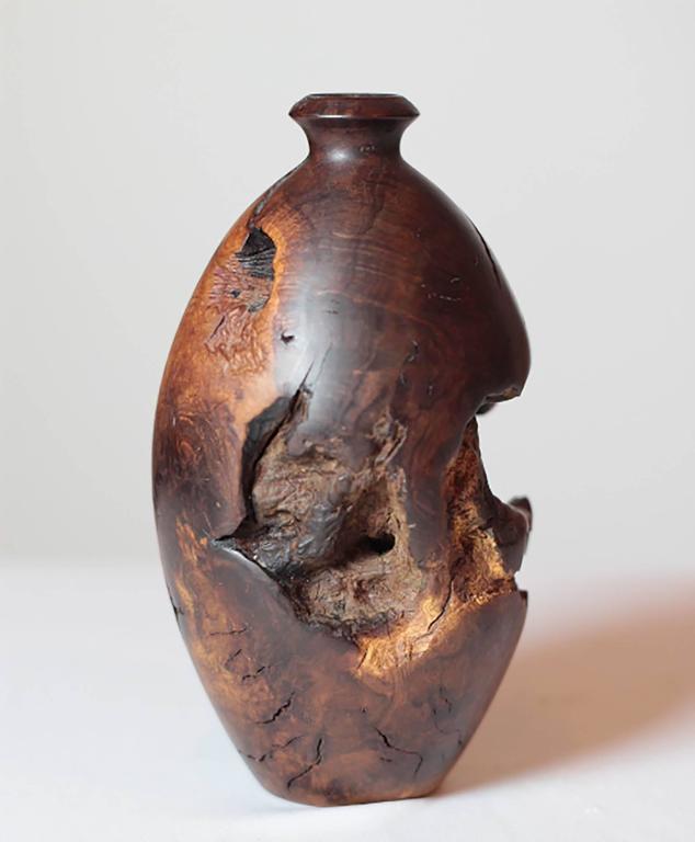 Midcentury Wooden Burl Vase For Sale at 1stDibs