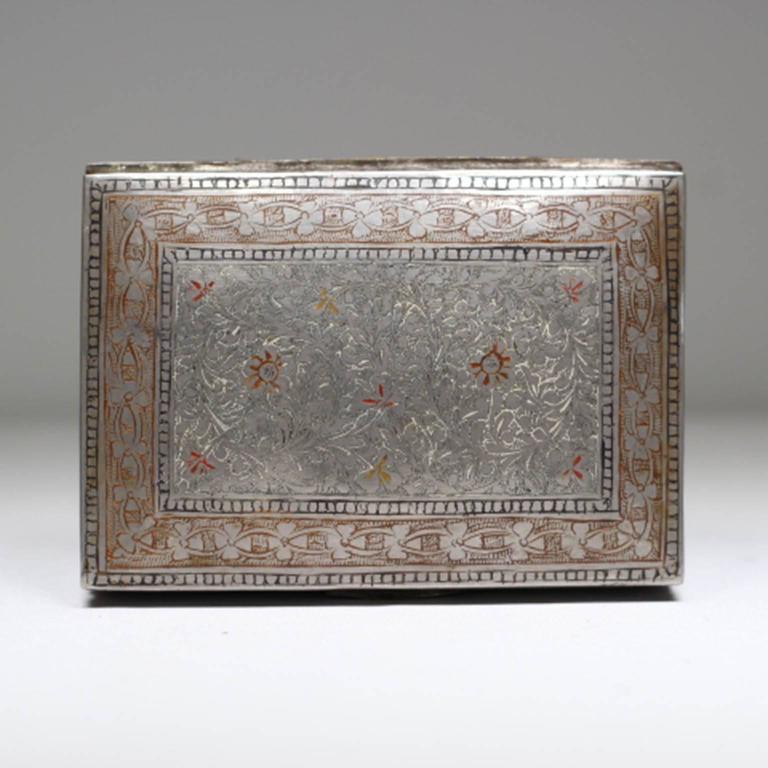 Early 20th Century Indian Silver Plated and Enameled Cigarette Box For ...