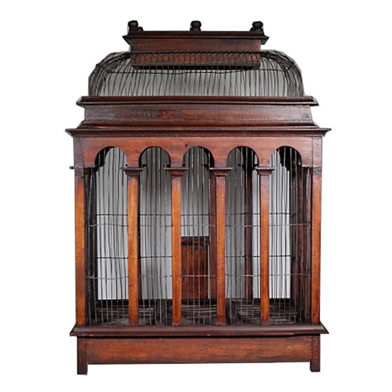 Large Victorian Wooden Birdcage with Wire Dome Top, circa 1800s at ...