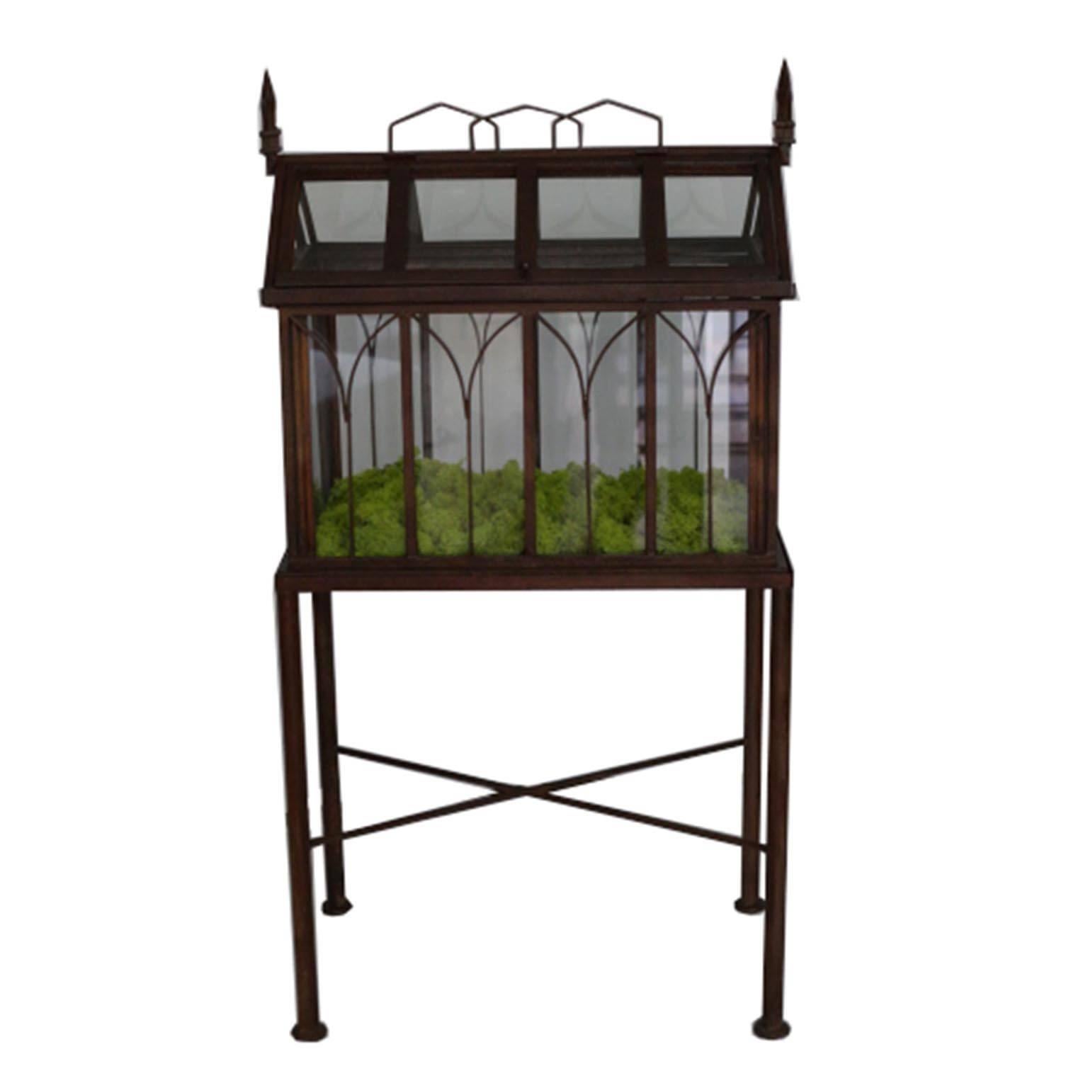 Turn of the Century Antique Wrought Iron Wardian Case on Stand, circa ...