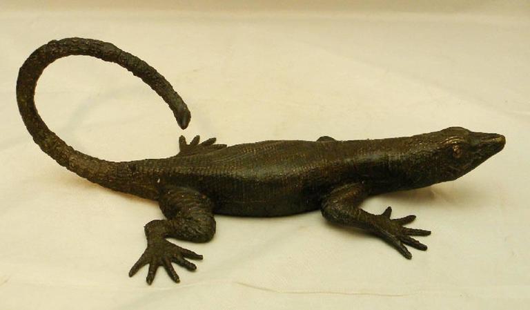 Fine Hand made Hand cast Antique Bronze Lizard Old Japan at 1stDibs