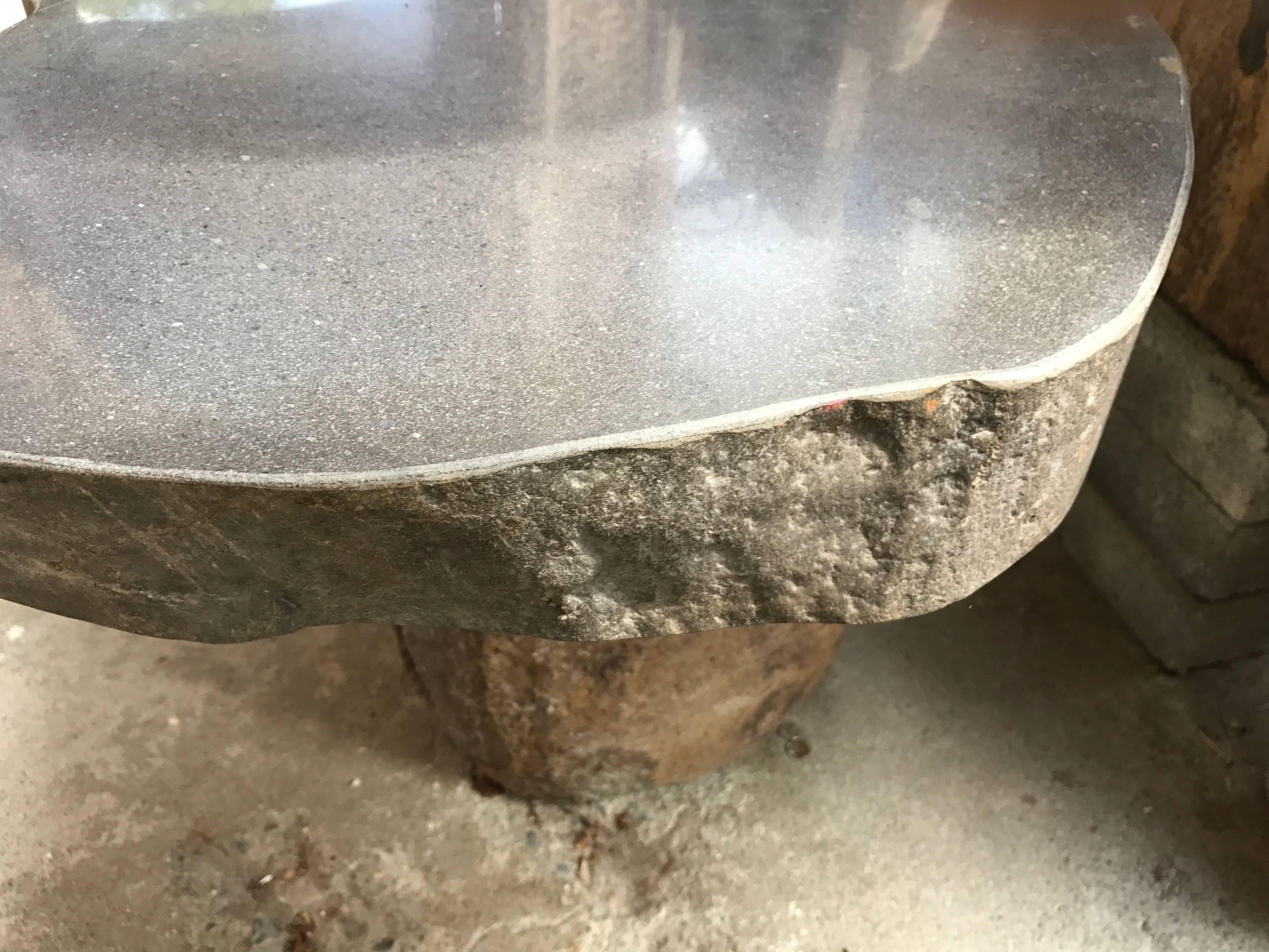 Hand-Carved Garden Stone Table and Stools Six Pieces Solid Limestone ...