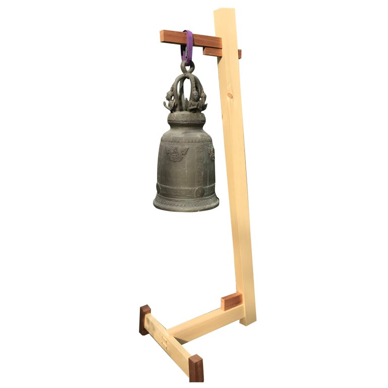 Antique Bronze Bell and Custom Crafted Stand Calm Resonating Pleasing ...