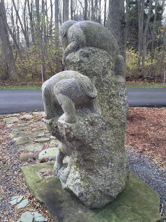Monumental Hand-Carved Stone Sculpture "Monkey Mountain" Playful ...