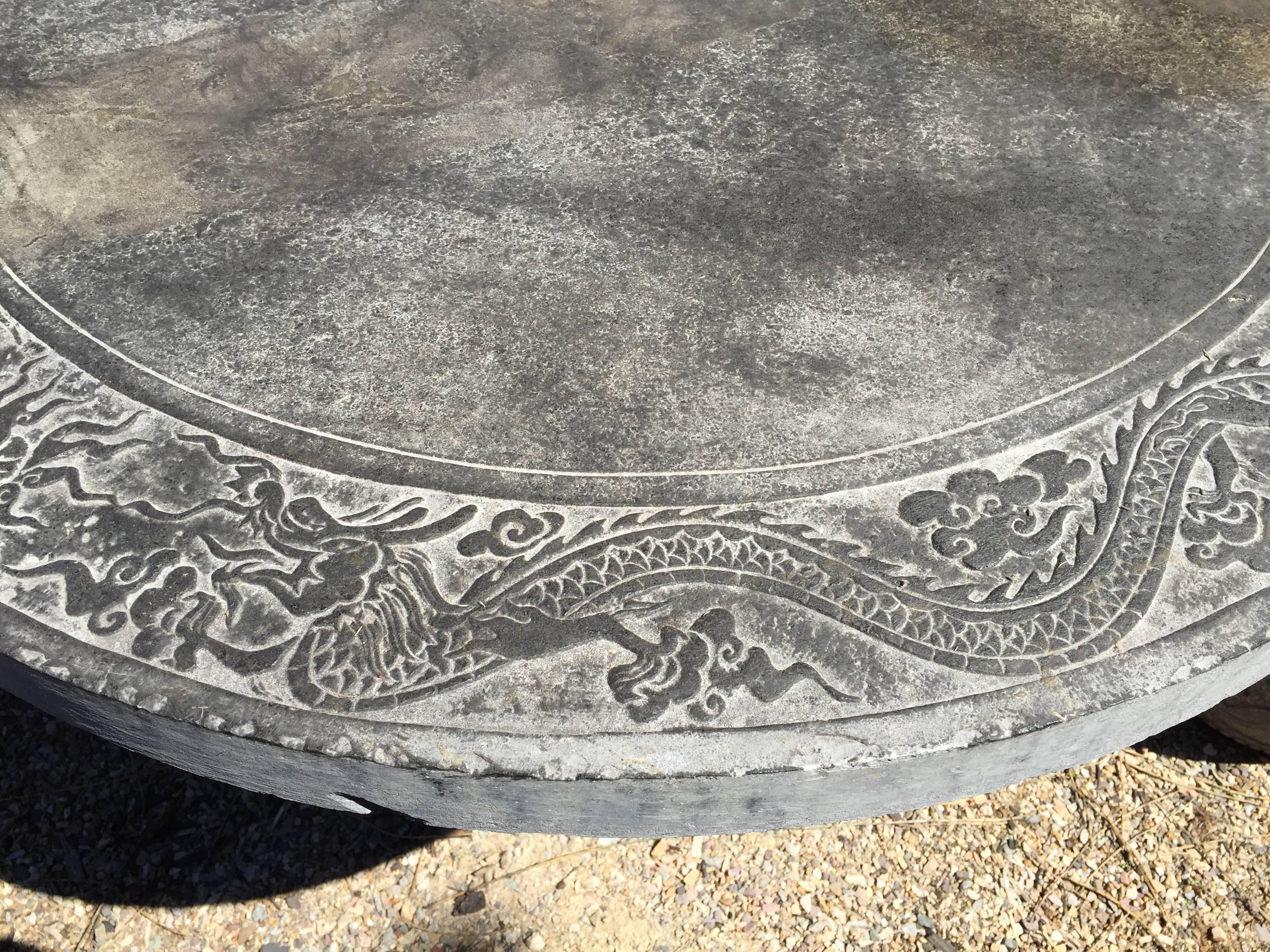 Old Hand Carved Garden Stone Table and Stools 6 pcs solid limestone at ...