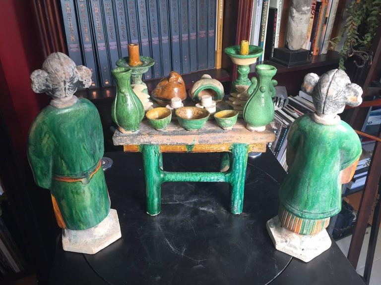 Important Ancient Chinese Antique Banquet Table with Attendants Ming ...