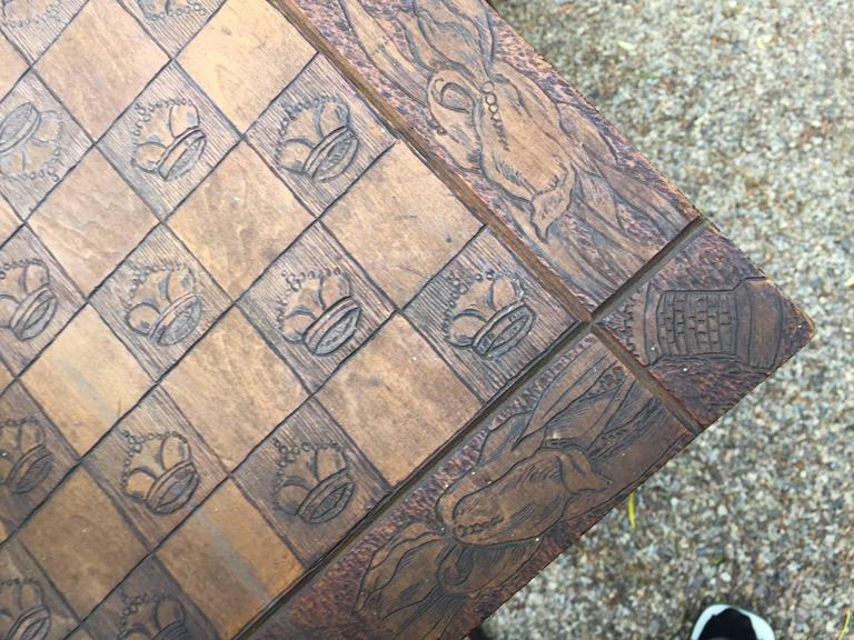 Fine Old 1909 American Folk Art Game Board Signed Checkers Chess FREE ...