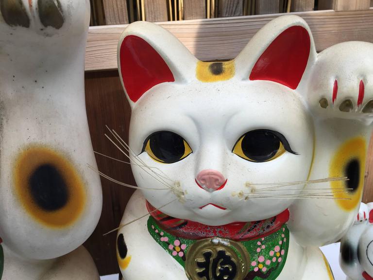 Japanese Family Five Antique Hand glazed Fortune Money CATS at 1stDibs