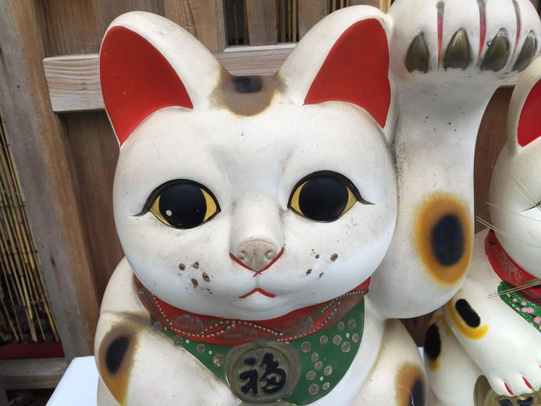 Japanese Family Five Antique Hand glazed Fortune Money CATS at 1stDibs