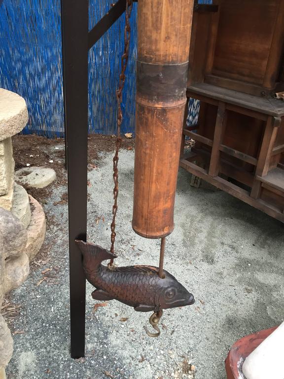 Japan Antique Hand Carved Hand forged KOI Planter Hook Prosperity Fish ...