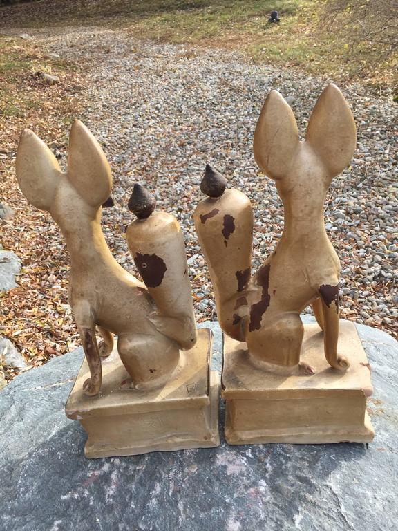 Japan Handmade Magical White Fox Inari Pair from Temple 80 Years Old at ...