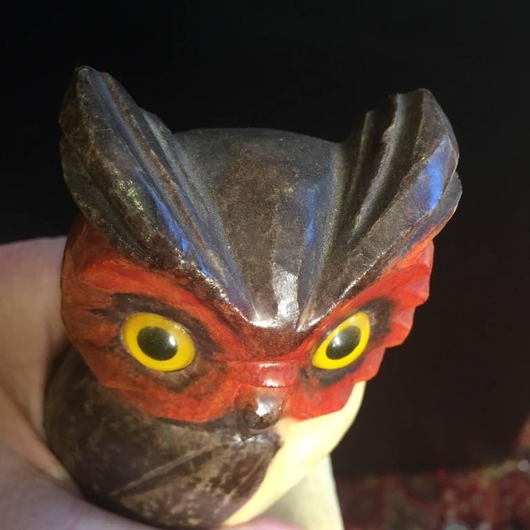 Pair Finely carved Marble Owl Bookends at 1stDibs