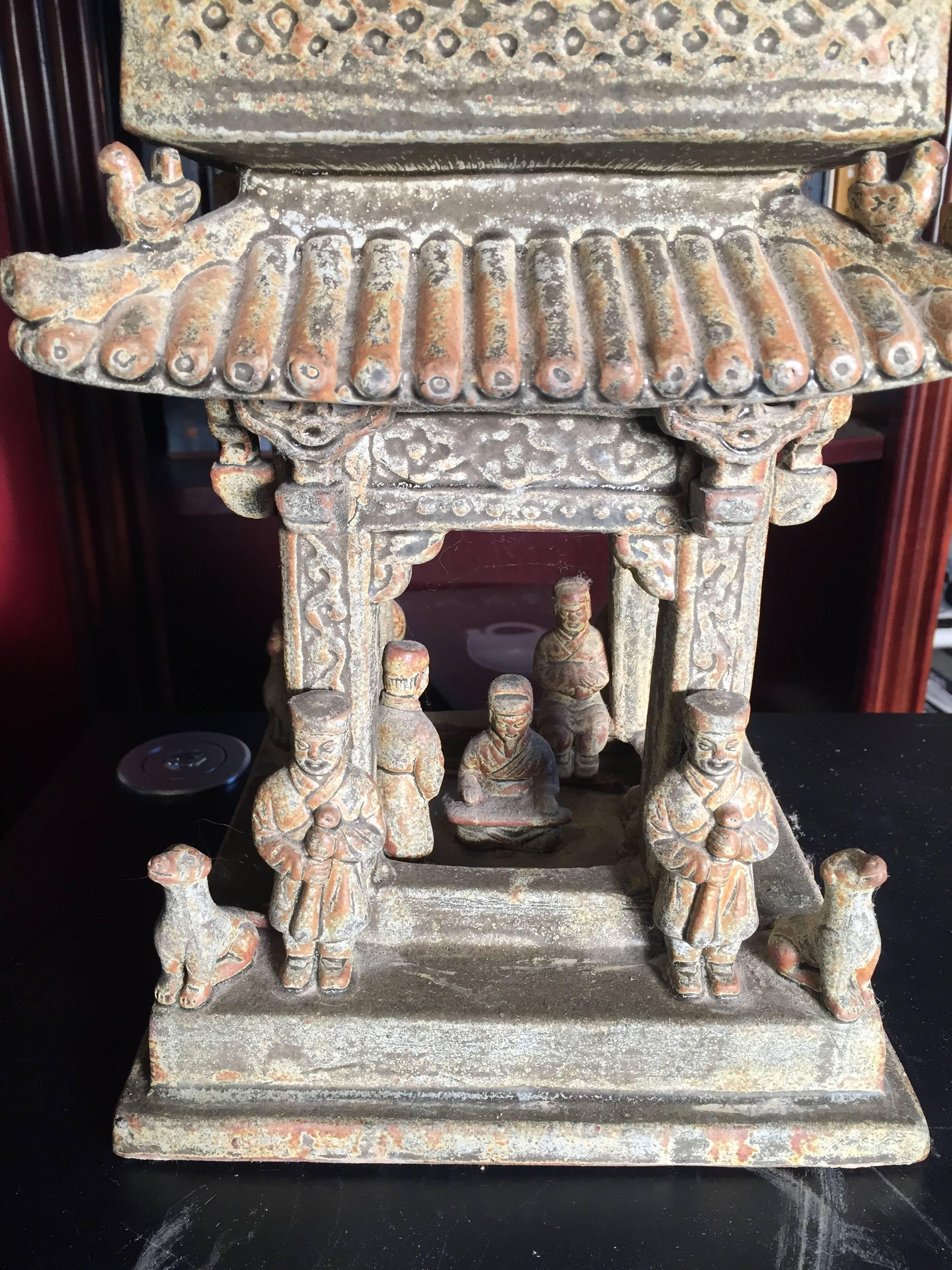 Monumental China Green Glazed Han Village Watch Tower Sculpture at 1stDibs