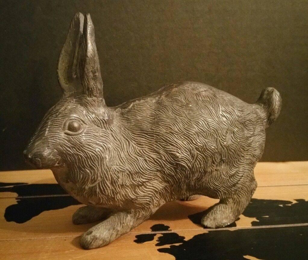 Japan Antique Hand Cast Bronze Scampering Rabbit Pricked Ears Fine ...