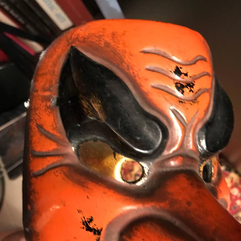 Powerful Japanese Antique Forest God Mask Tengu Dramatic Nose at ...