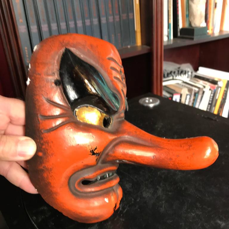 Powerful Japanese Antique Forest God Mask Tengu Dramatic Nose at ...