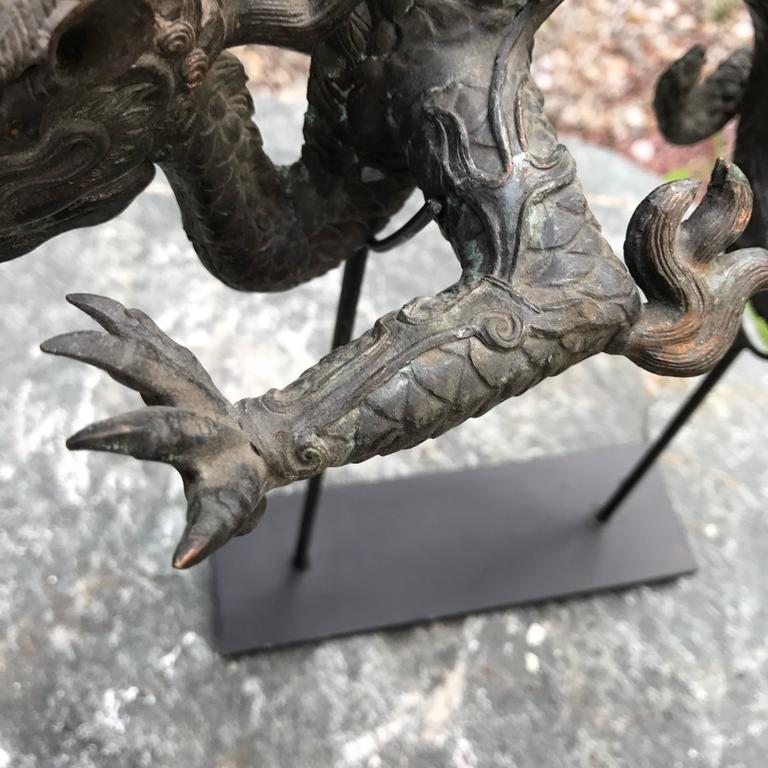 Chinese Antique Imperial "5 Claw" Dragon Bronze Sculpture at 1stDibs