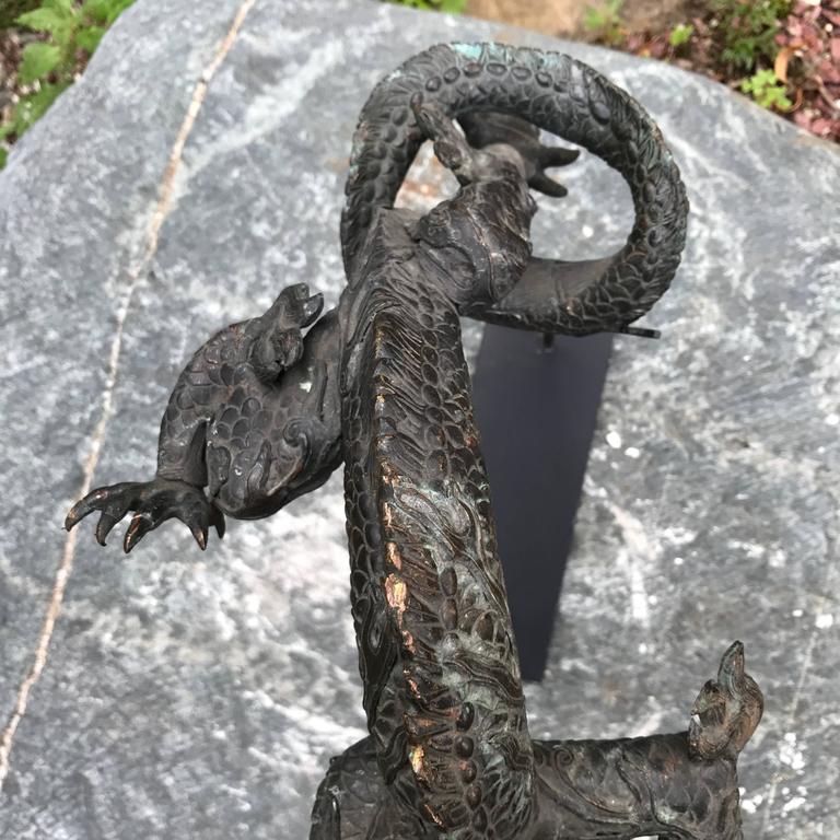 Chinese Antique Imperial "5 Claw" Dragon Bronze Sculpture at 1stDibs