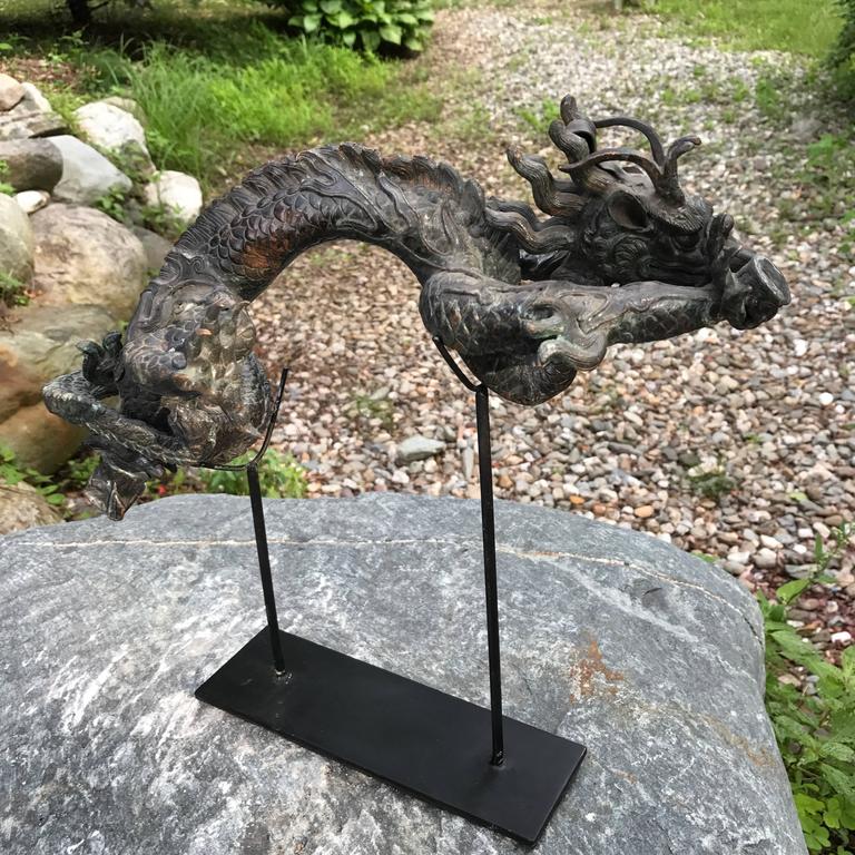 Chinese Antique Imperial "5 Claw" Dragon Bronze Sculpture at 1stDibs
