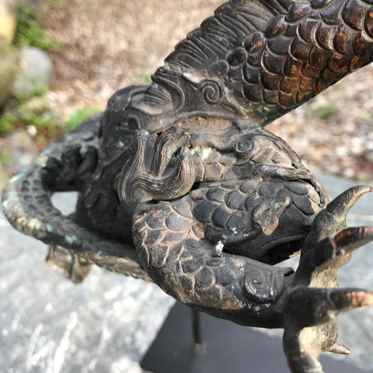 Chinese Antique Imperial "5 Claw" Dragon Bronze Sculpture at 1stDibs