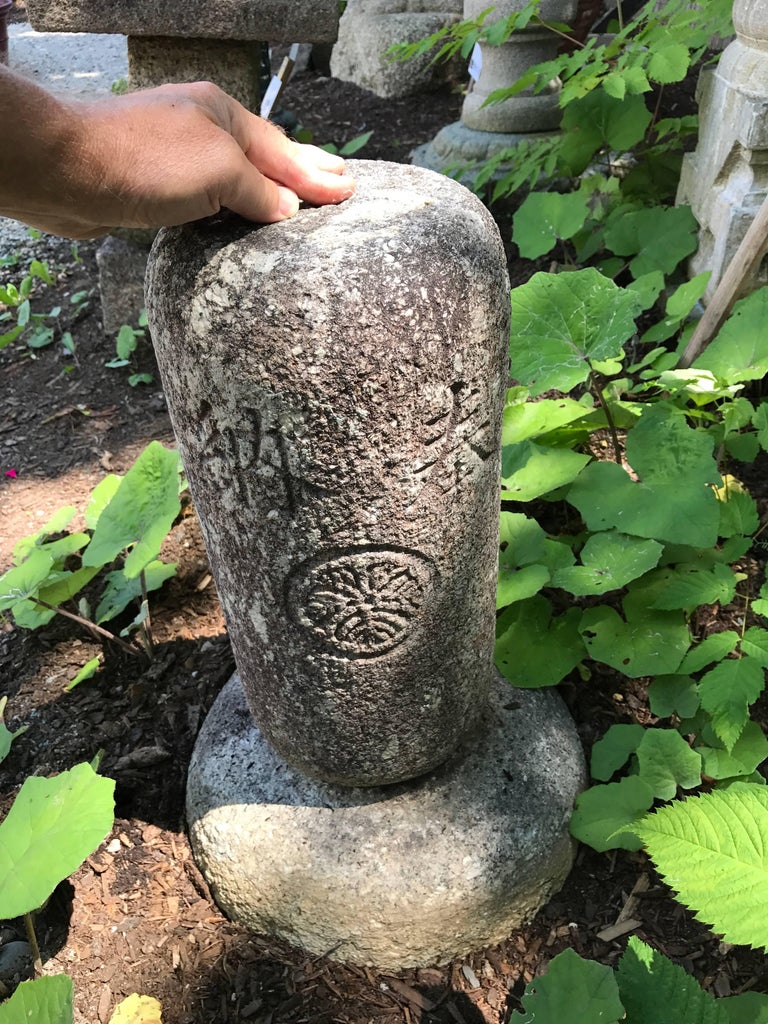 Japanese Antique Commemorative Hand-Carved Stone Memorial with Family ...