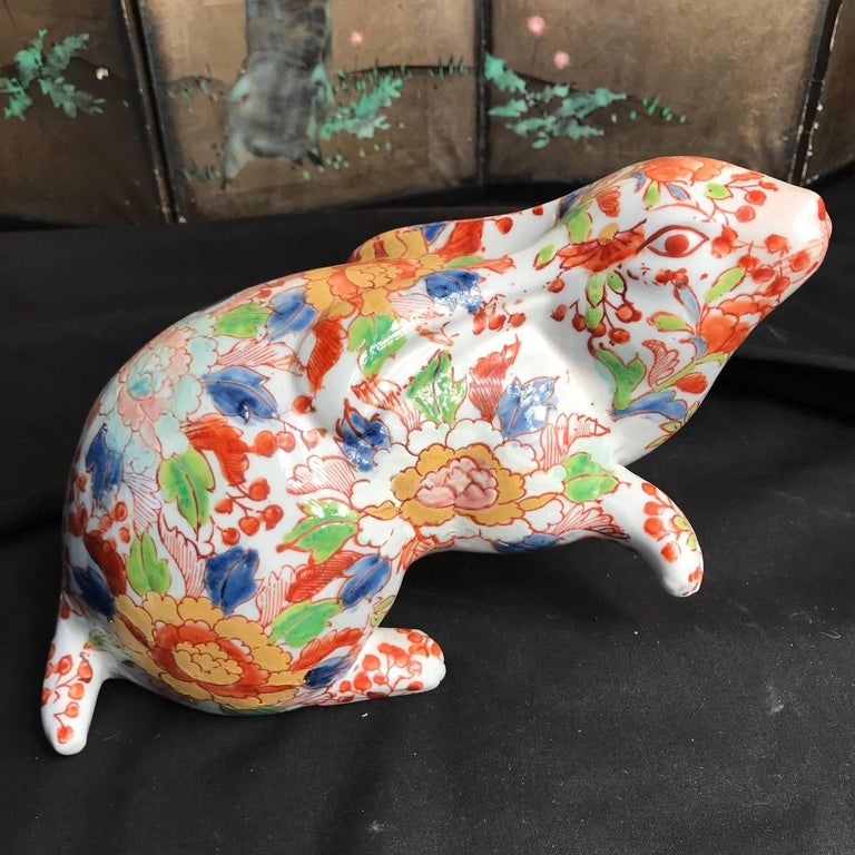 Old Japanese Vintage Red Scampering Rabbit Sculpture with fine details ...